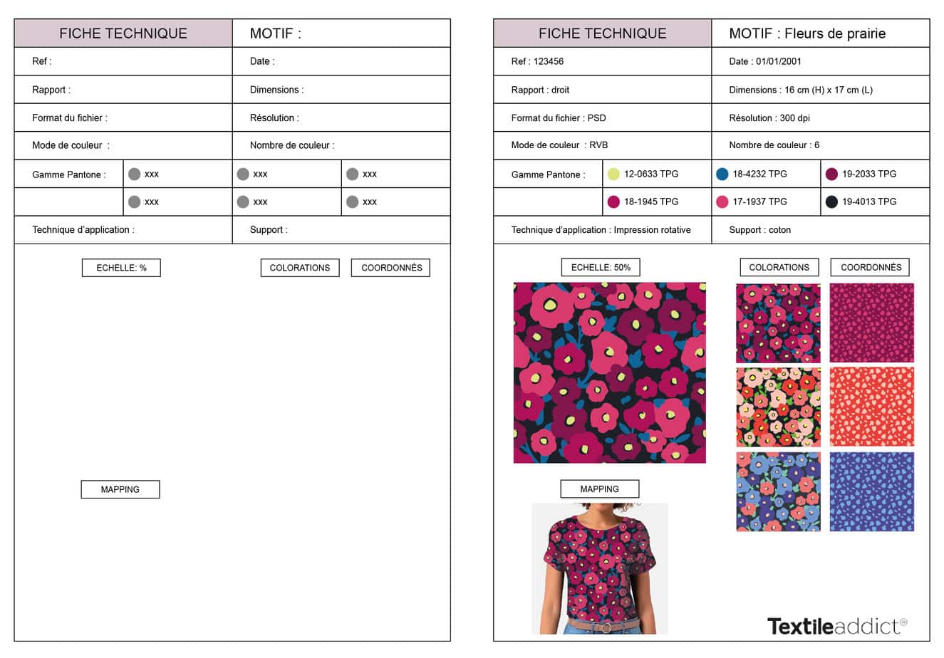 Fiche technique motif textile : comment la rédiger ? - Textile Addict